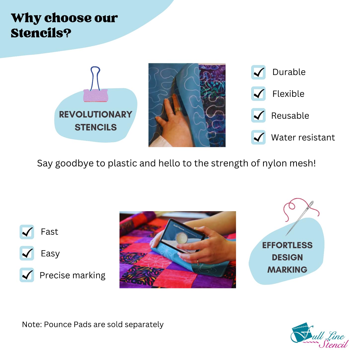 Snapklik.com : Full Line Stencil - Meandering Leaves - Edge To Edge ...