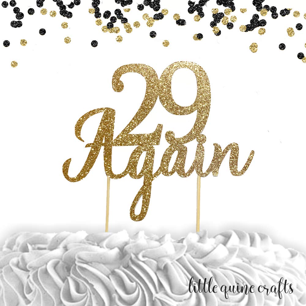 Amazon.com: 1 pc 29 again birthday script fonts rose gold glitter cake ...