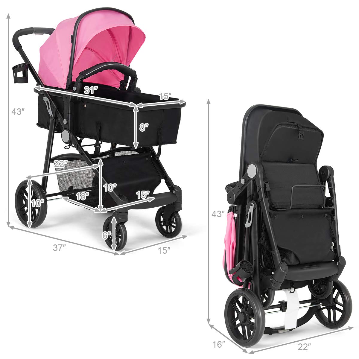 HONEY JOY HJ-0092-CA Baby Stroller Instruction Manual