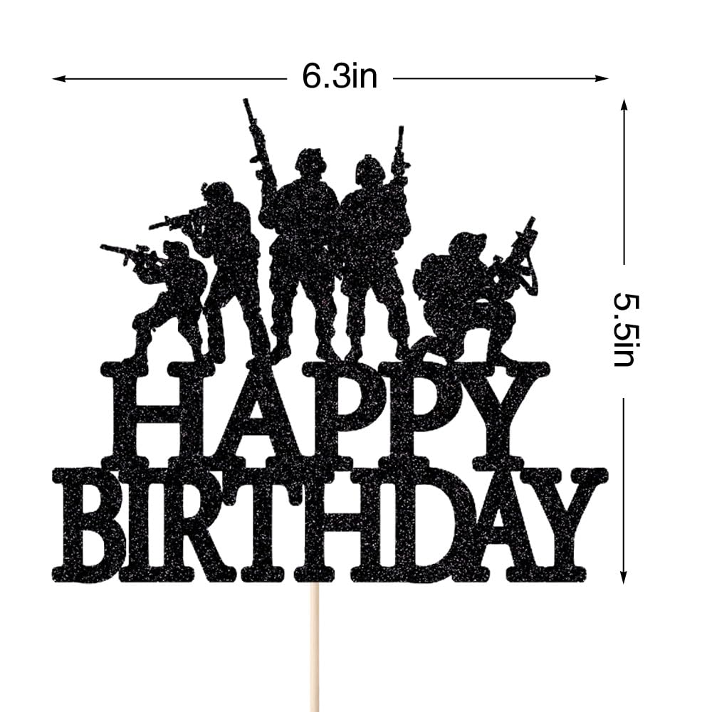 Snapklik.com : Naicaek Black Glitter Happy Birthday Cake TopperSoldier ...