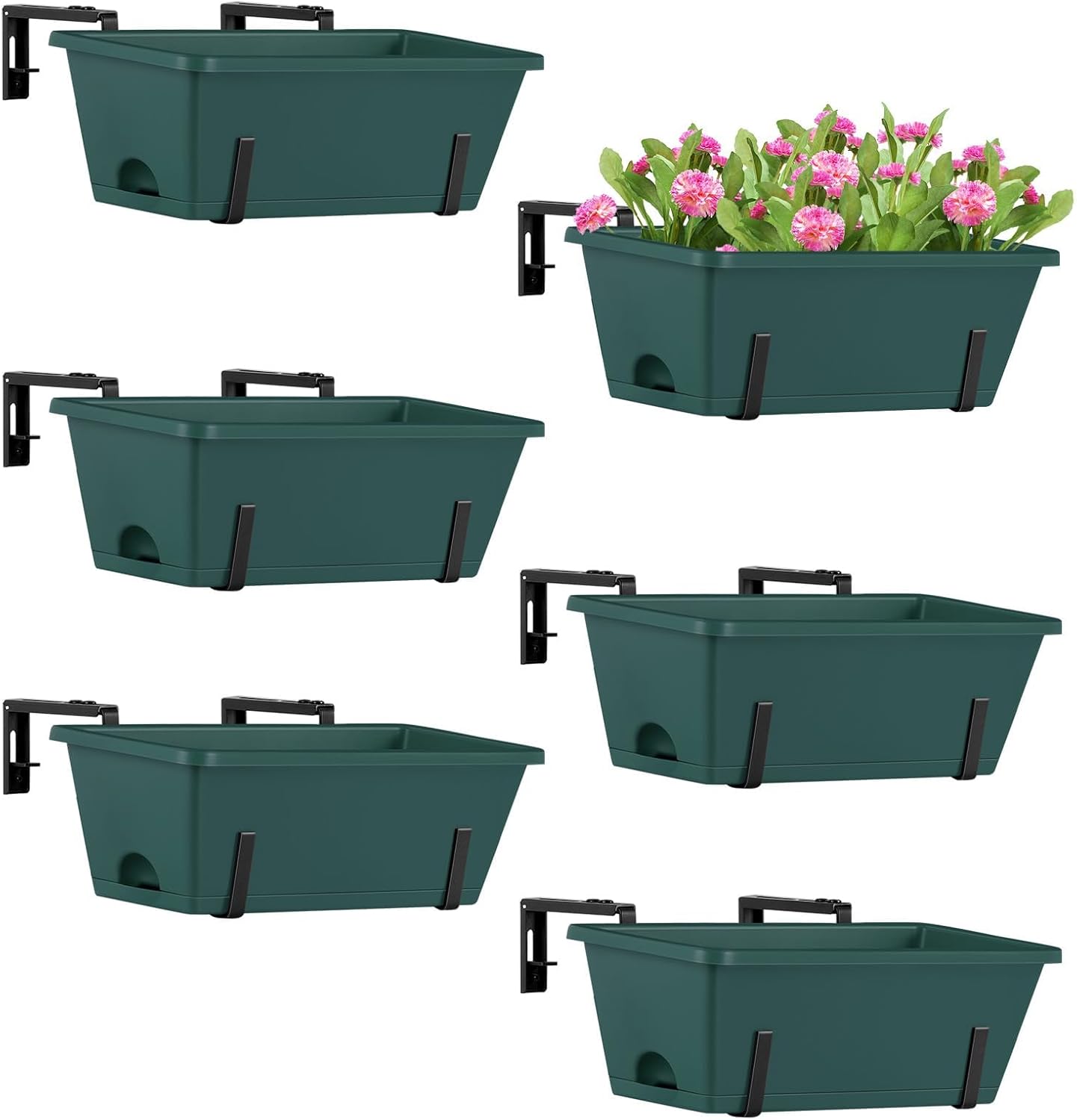 Amazon.com: ETELI 6 Pack Deck Railing Planter Boxes with Adjustable ...