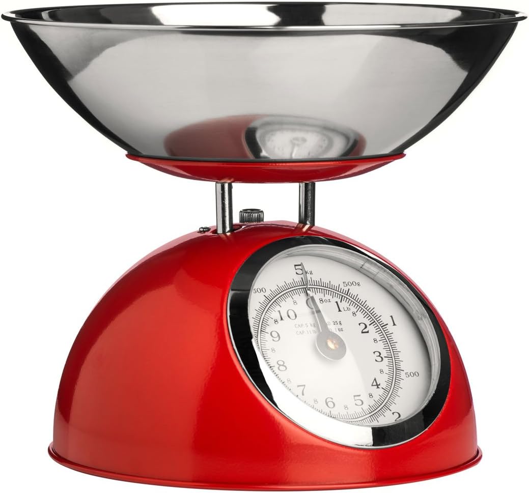 Premier Housewares Retro Kitchen Scales with Bowl Stainless Steel Food ...