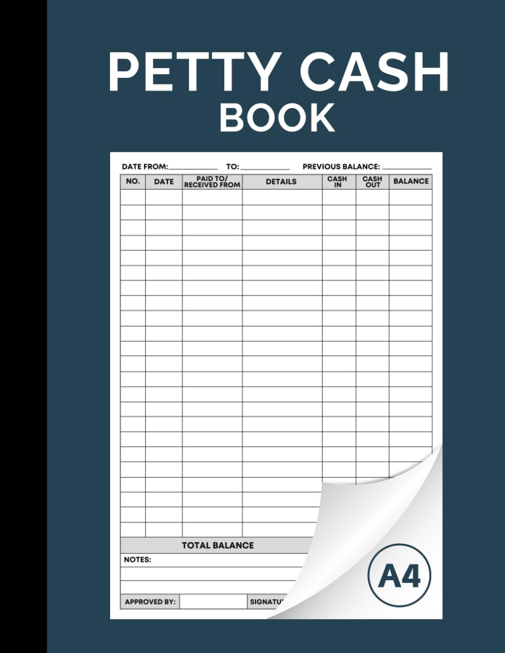 Petty Cash Book: Petty Cash Logbook, Cash Flow Log for Small Businesses ...