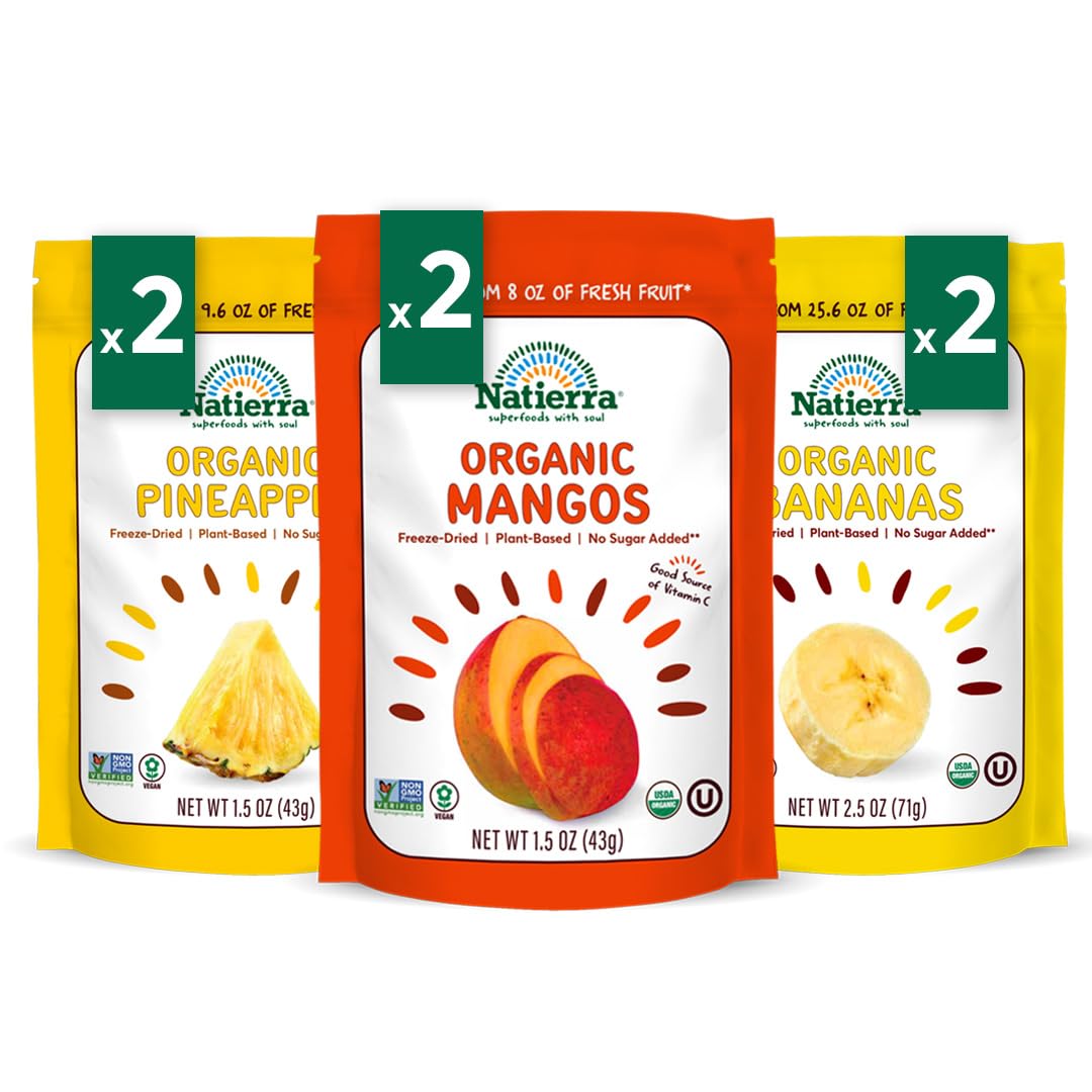 Amazon.com: NATIERRA Organic Freeze-Dried Pineapples, Bananas & Mangos ...