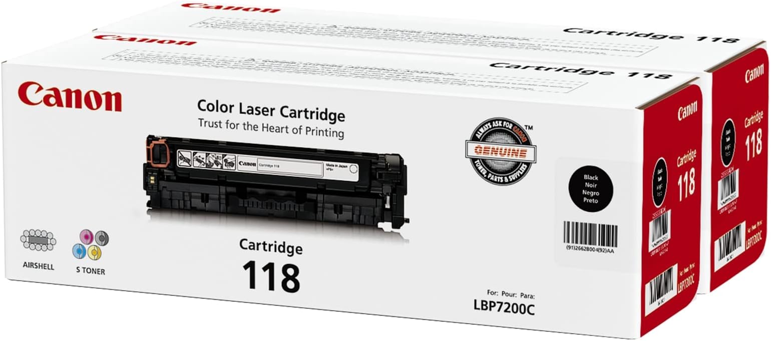 Amazon.com: Canon 118 Black Laser Toner Cartridge 2-Pack for imageCLASS ...
