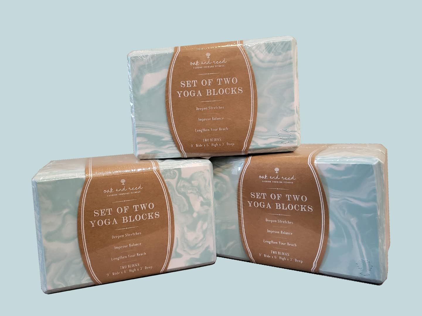 Amazon.com: Yoga Blocks, Set of Two (Aqua and White Marble) : Sports ...