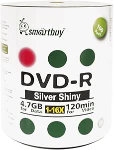 Amazon.com: Smartbuy 600-disc 4.7gb/120min 16x DVD-R Shiny Silver Blank Data Recordable Media ...