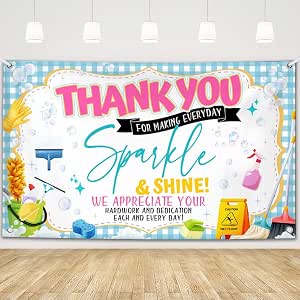 Amazon.com : MEHOFOND Happy Housekeeping Week Banner Backdrop Thank You ...
