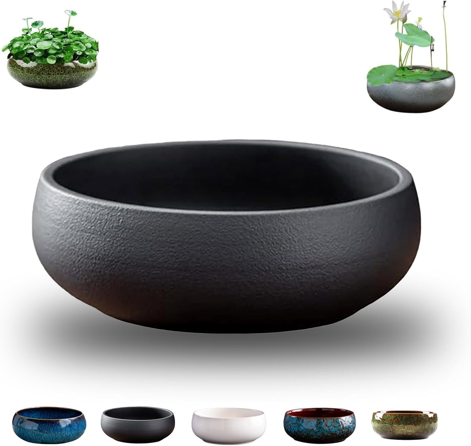 Lotus Bowl Planter, Ceramic Lotus Flower Bowl Pot, Round Bonsai Lotus ...