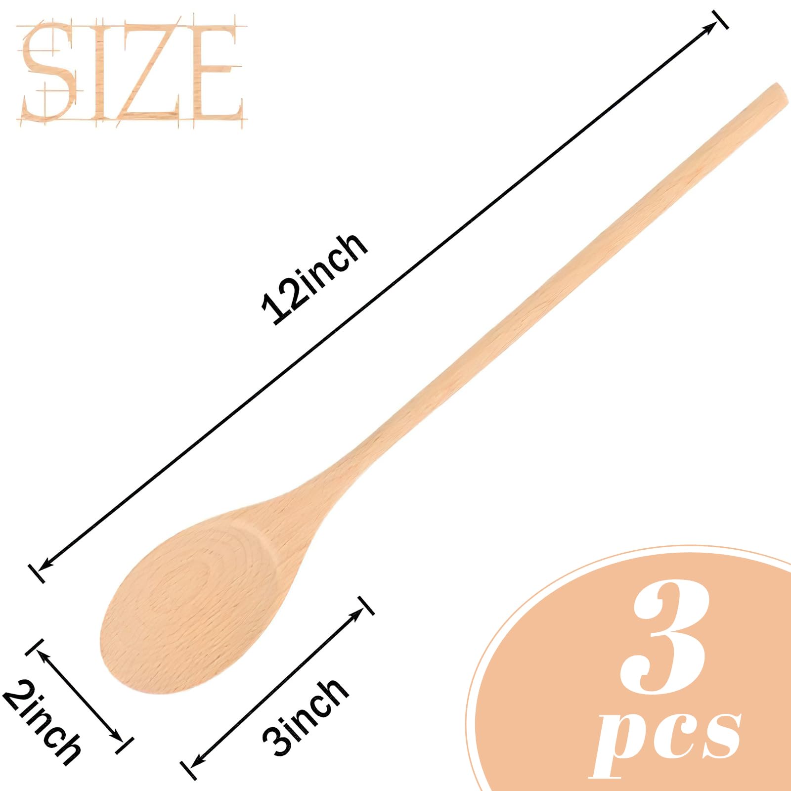 Snapklik.com : 3PCS 12 Inch Long Wooden Spoons, Long Handle Wooden ...