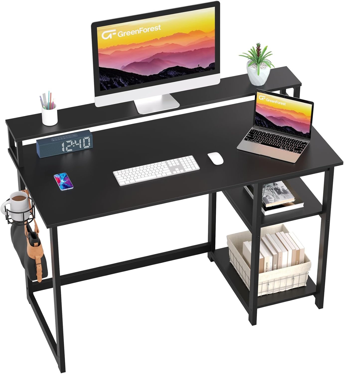 Amazon.com: GreenForest Computer Desk with Full Monitor Stand and ...