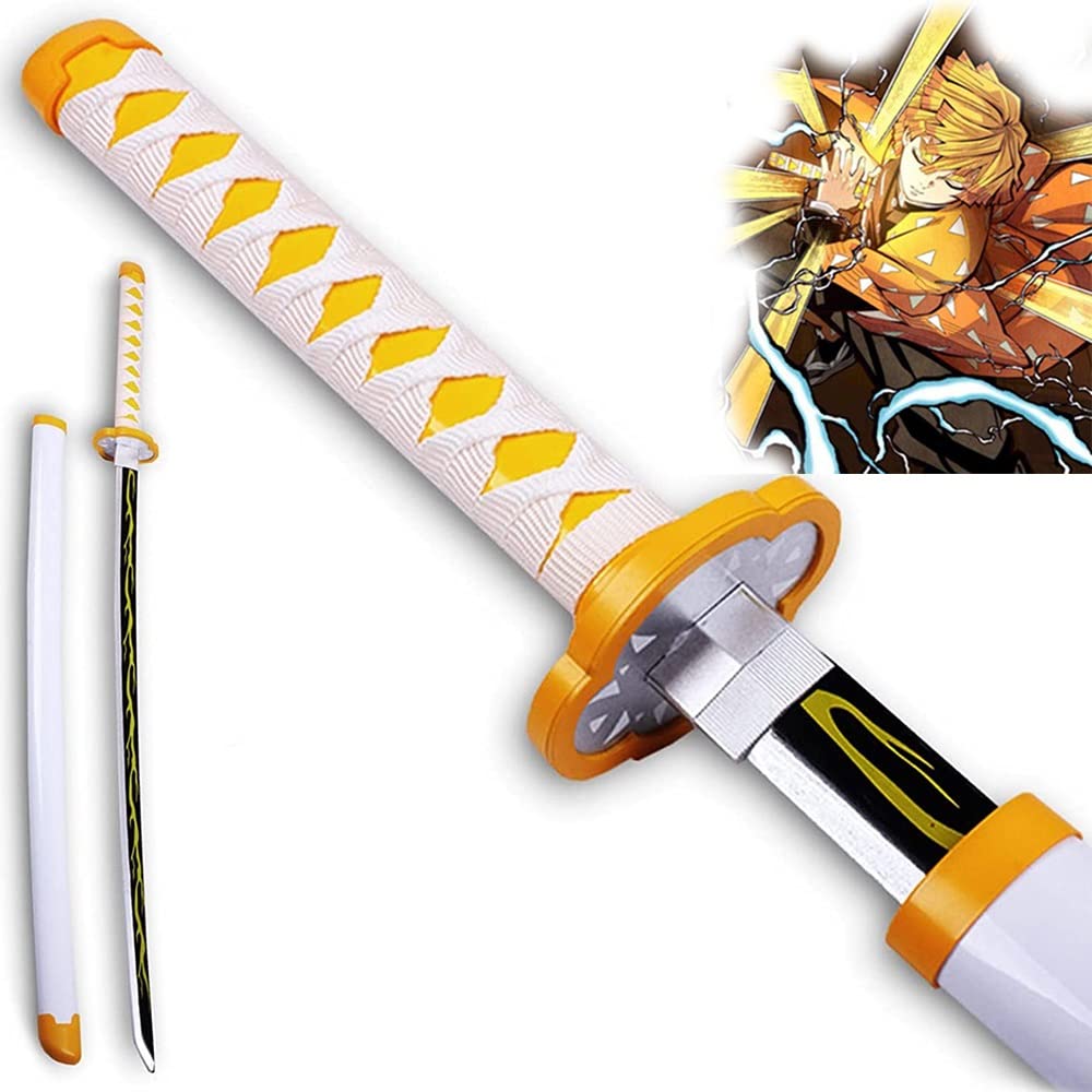 Buy WXJP Agatsuma Zenitsu Cosplay Blade Wooden Nichirin Katana ...