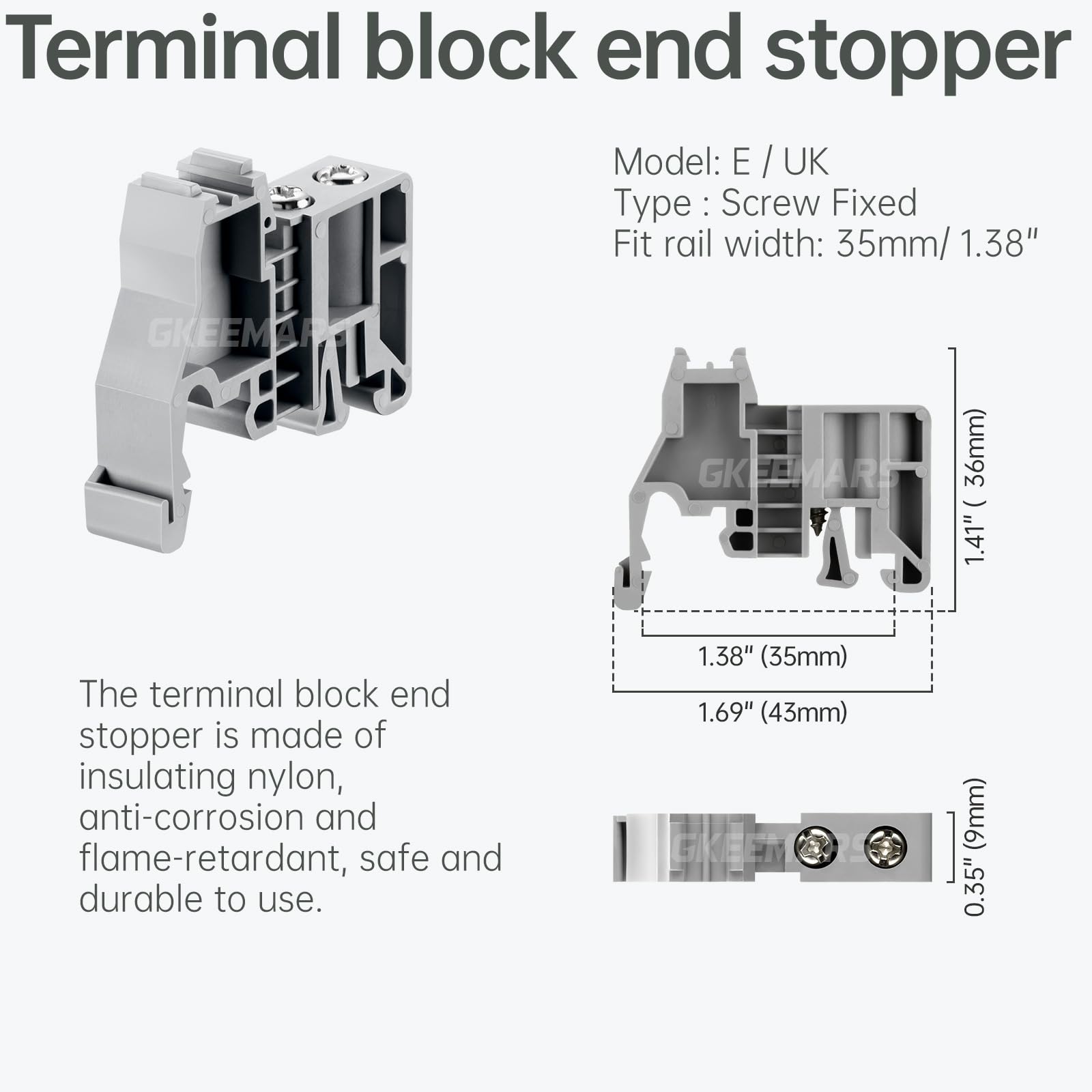 Snapklik.com : GKEEMARS E/UK DIN Rail Terminal Block End Stopper, Screw ...