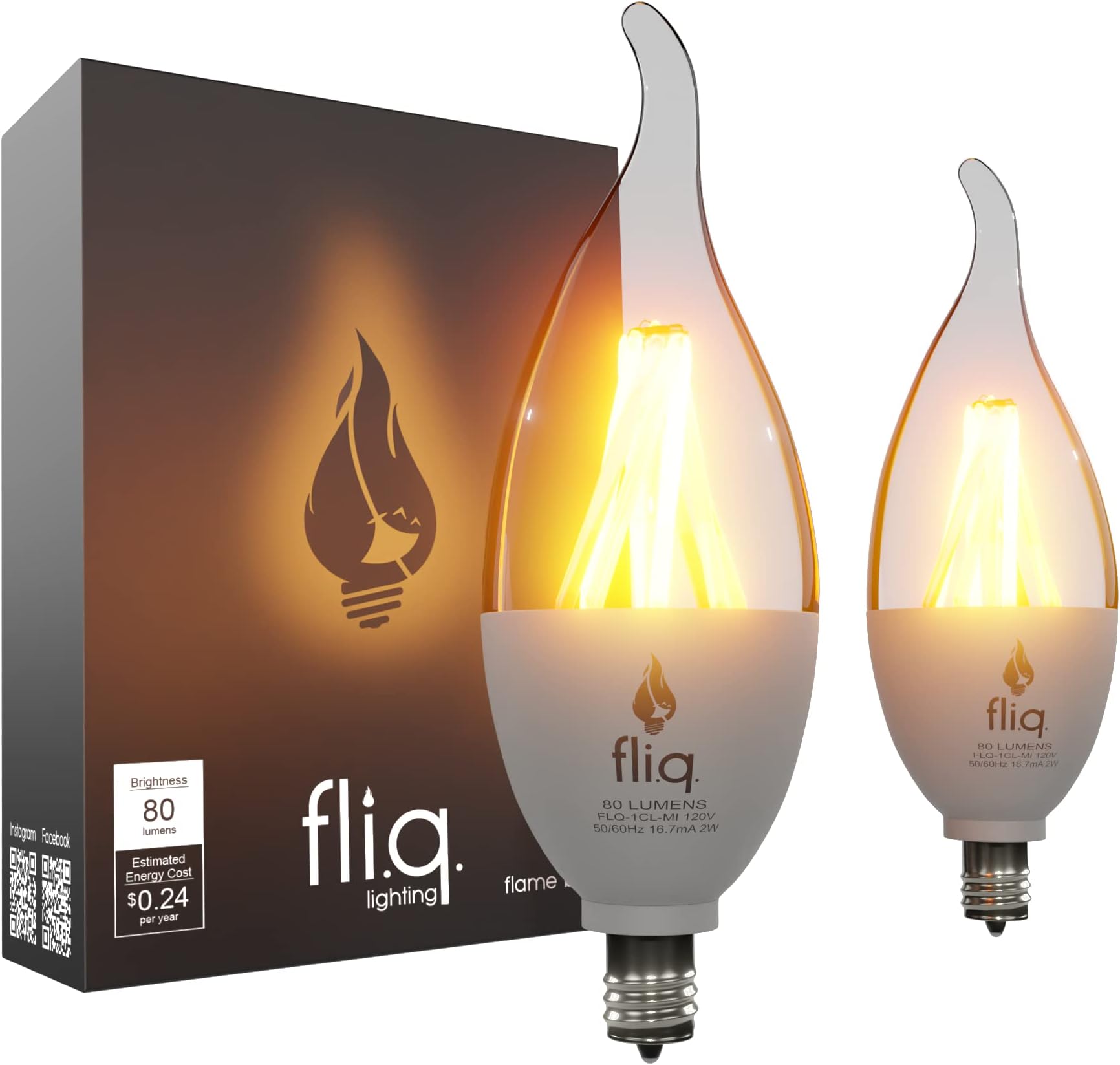 Fliq Ice | LED Flame Light Bulb | 2 Pack | 2W | 4 Modes | Flickering ...