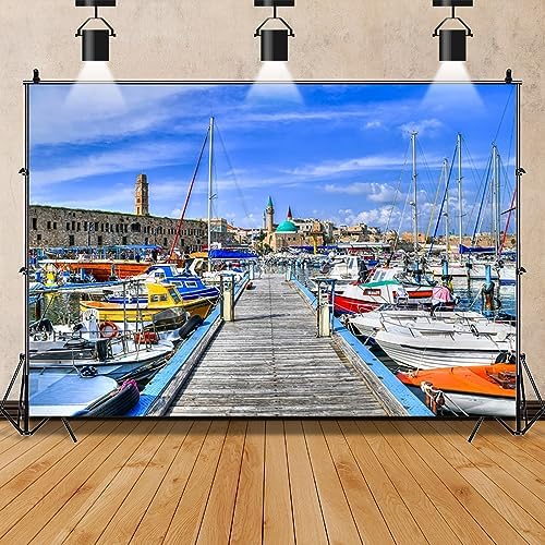 Amazon.com : 7x5ft Cruise Ship Deck Party Backdrop Ocean Wharf Sailboat ...