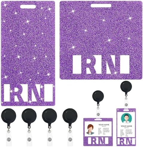 Amazon.com : Yanmucy 2 Pcs RN Badge Buddy Card Glitter Retractable ...