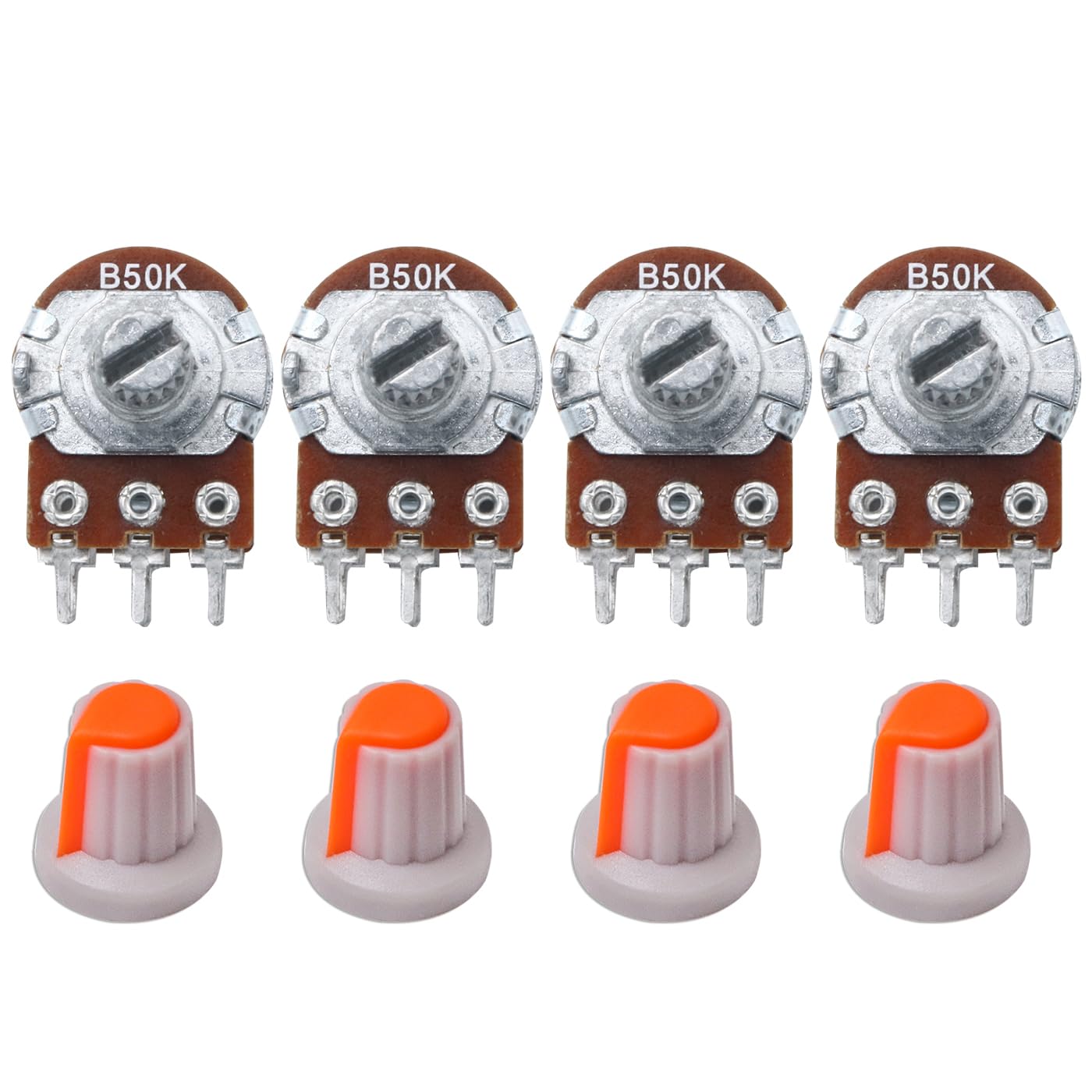 Electronic Spices 50k 6 Pin Round Shaft Dual Gang Rotary Potentiometer ...