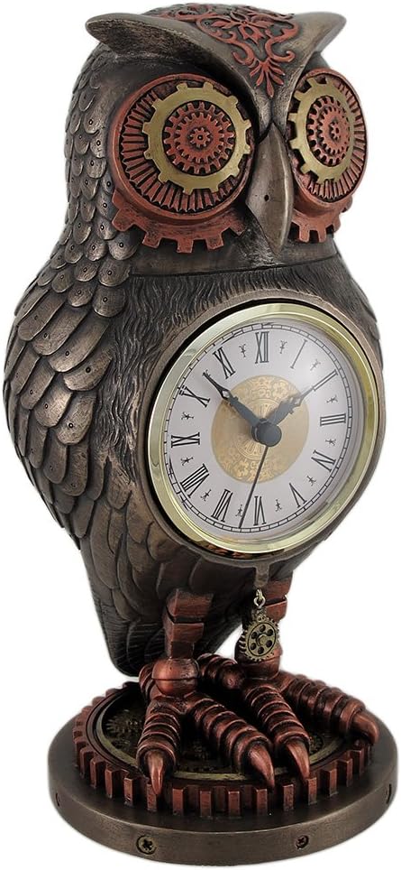 Amazon.com: Vintage Bronze Owl Table Clock - Analog Clock for Bedroom ...