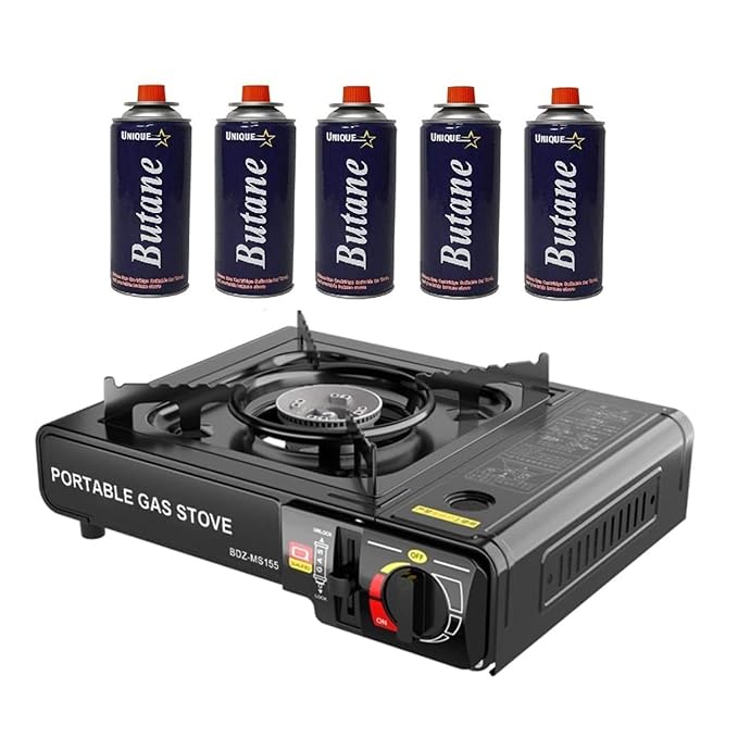 Cloudberry Suntouch Portable Gas Stove with Case and 5 Butane Gas Can ...
