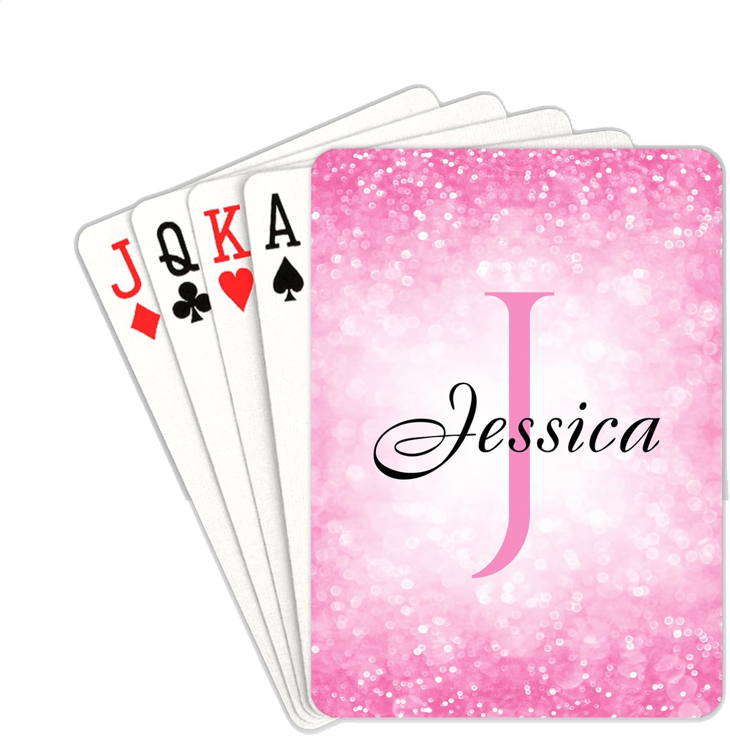 Amazon.com: Migedy Glitter Print Pink Playing Cards Decks of Cards ...