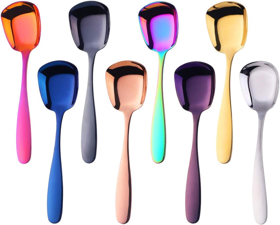 Amazon.com: 6 Pieces Rainbow Soup Spoon Colorful Stainless Steel Spoon ...