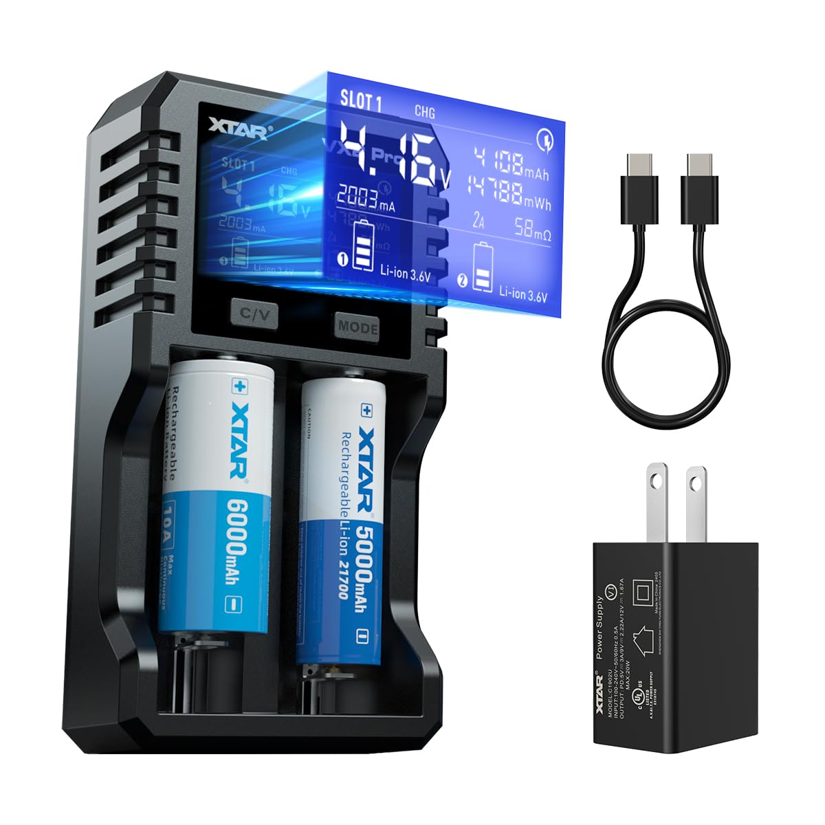 Snapklik.com : VX2 PRO Battery Analyzer Charger, Independent 2 Slot ...