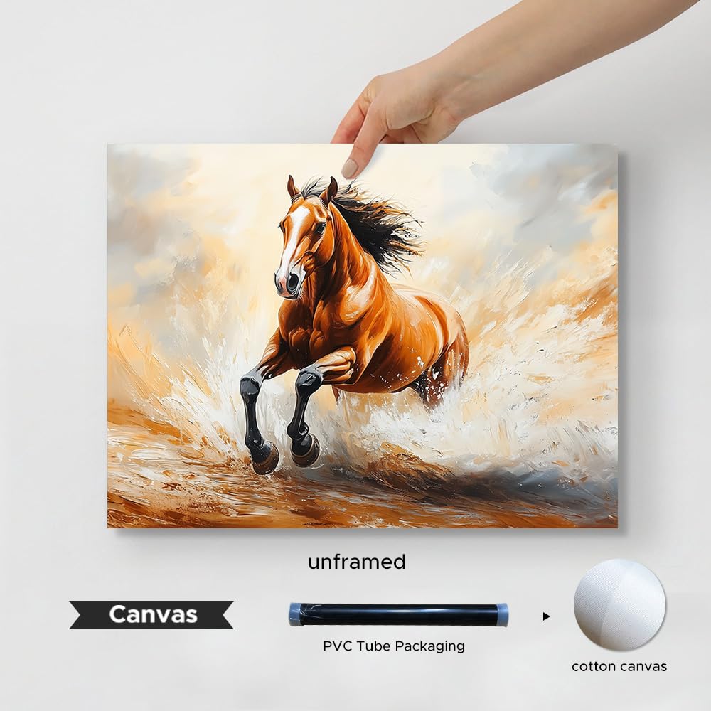 Chevaux De Peinture Sauvages Au Galop Tableau Déco Chevaux Blancs Au