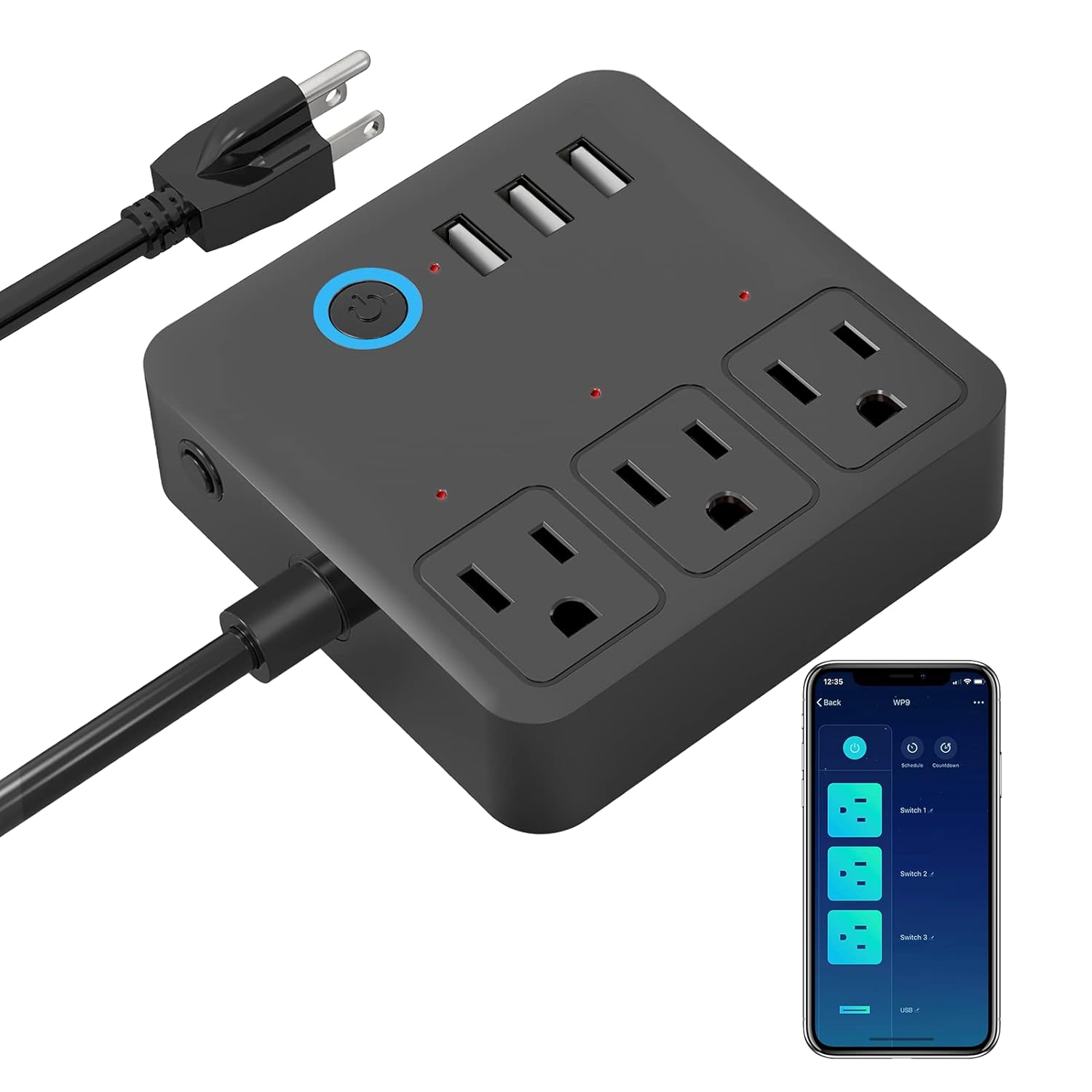 Amazon.com: Smart Power Strip, 3 USB Ports and 3 Individually ...
