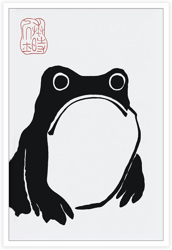 Amazon.com: KIJDID Vintage Frog Canvas Wall Art Japandi Style Frog ...
