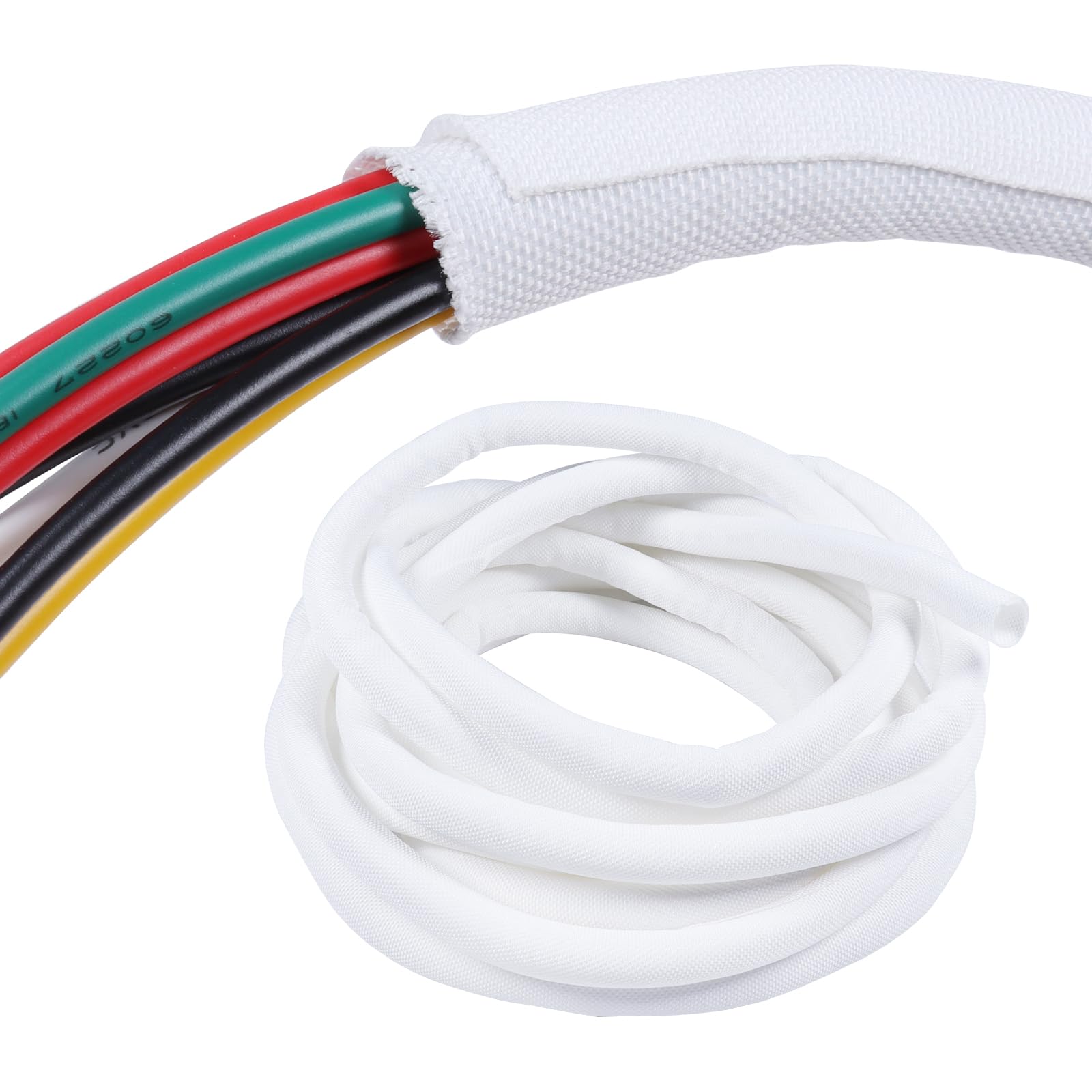 Amazon.com: SUNNAREPOON White Split Cable Sleeve Braided Mesh Woven ...