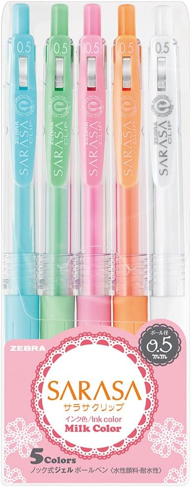 Amazon | ゼブラ(ZEBRA) ジェルボールペン サラサクリップ 0.5 ミルク 5色 JJ15-5C-MK | ジェルインクボールペン | 文房具・オフィス用品