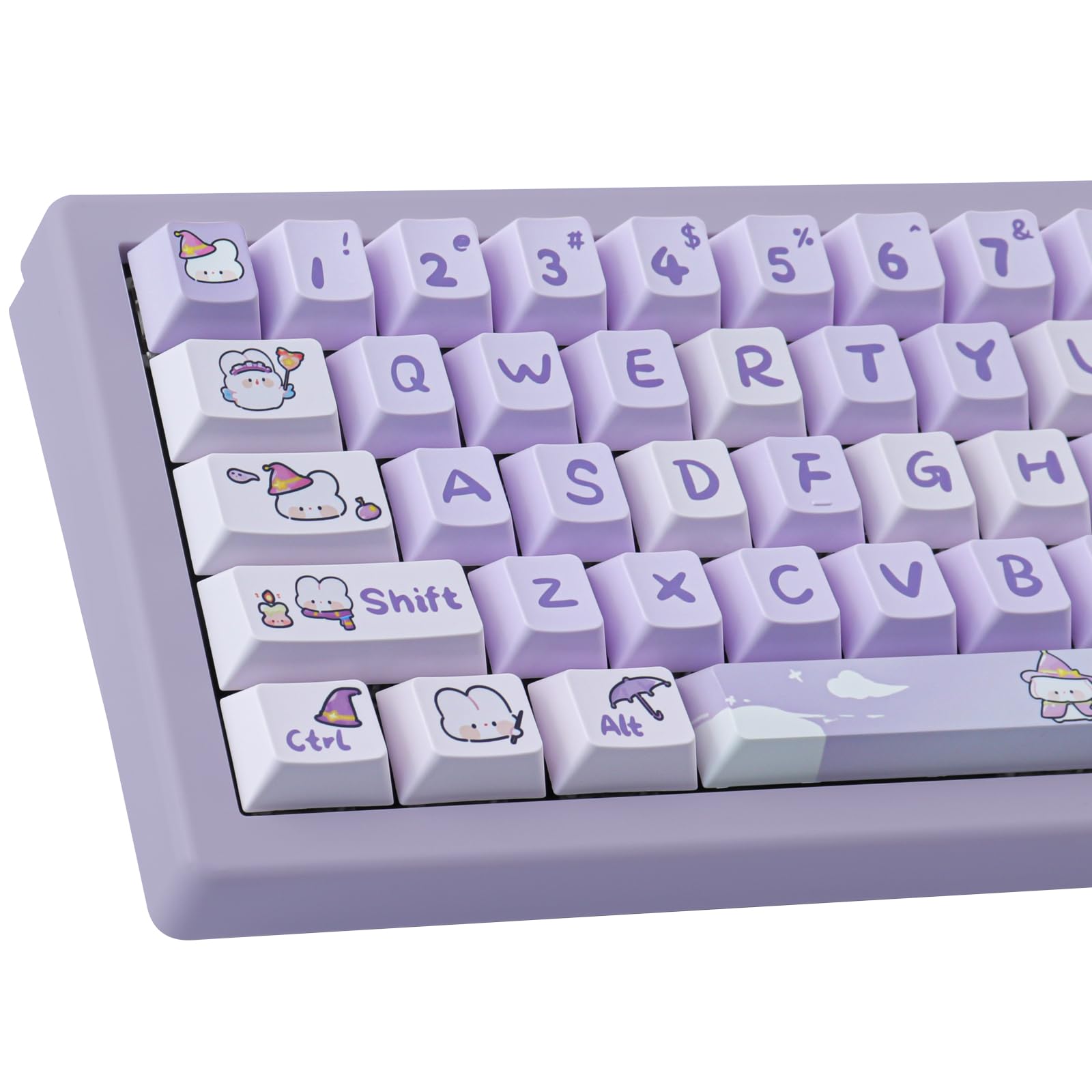 PBT Keycaps 146 Keys Purple Magic Bunny Keycaps Dye-Sublimation Cute ...