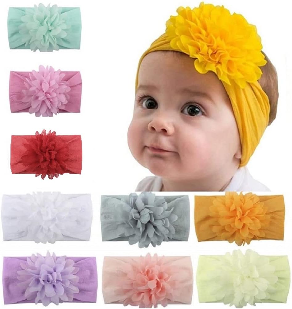 Amazon.com: DANMY Baby Girl Nylon Headbands Newborn Infant Toddler ...