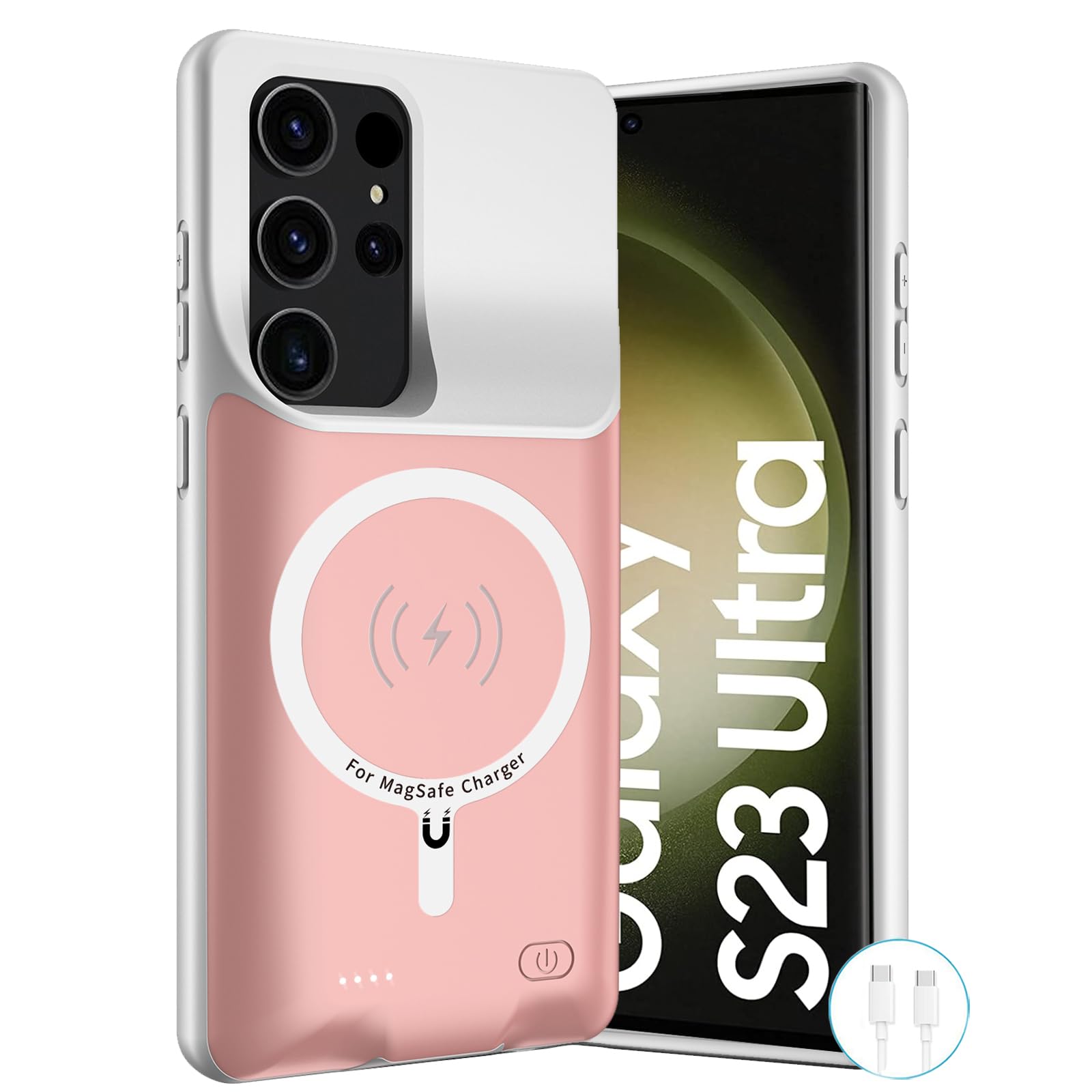 Amazon.com: Wireless Charging Case for Galaxy S22 Ultra/ S23 Ultra , 12000mAh Rechargeable ...