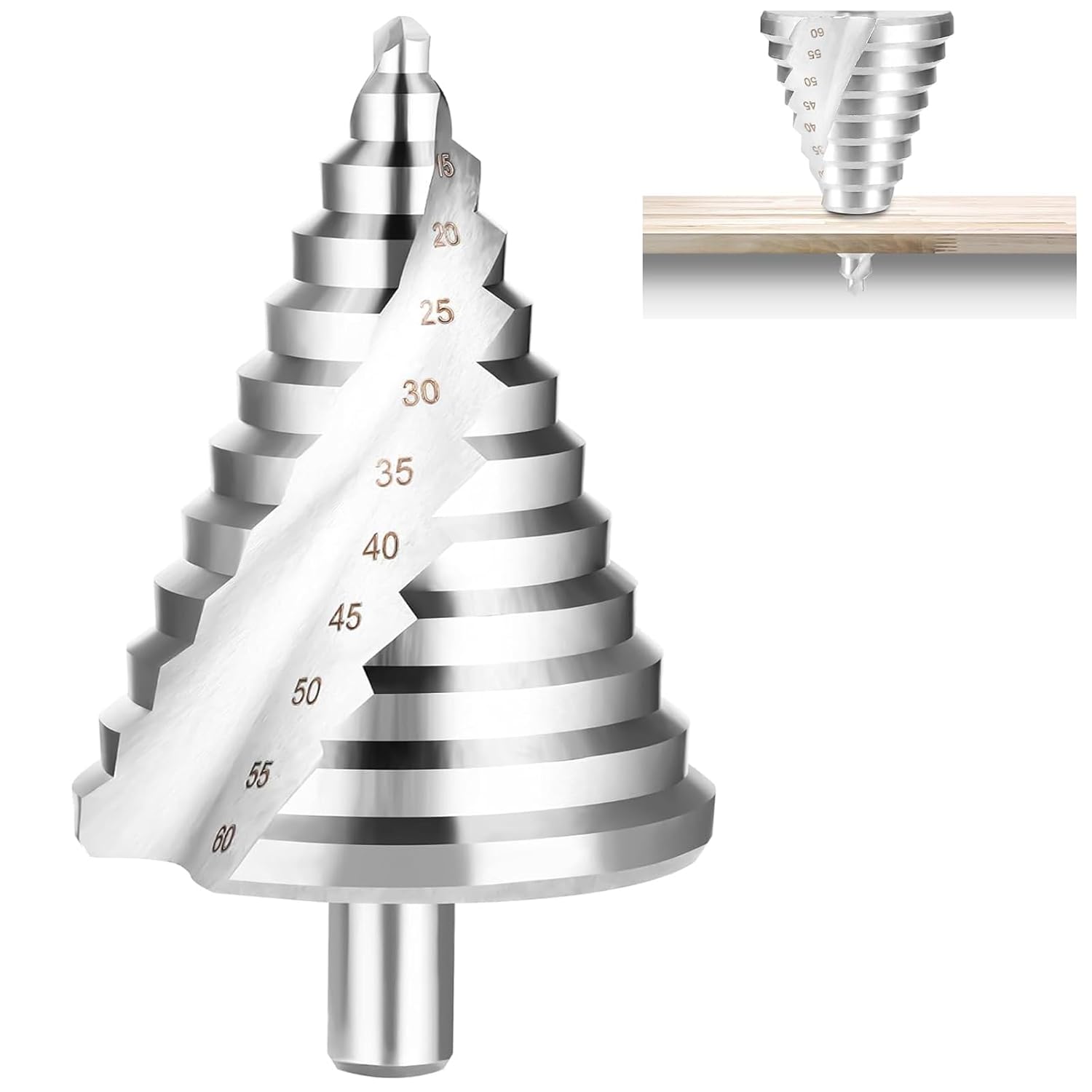 JIZZU Step Drill Bit 6mm to 60mm HSS Spiral, Spiral Grooved Step Drill ...