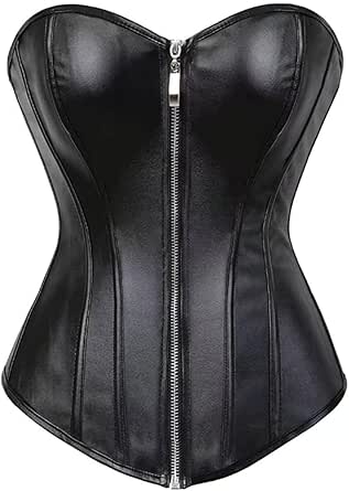 ADELCE Retro Gothic Faux Leather Corset for Women Steampunk Punk Rock ...