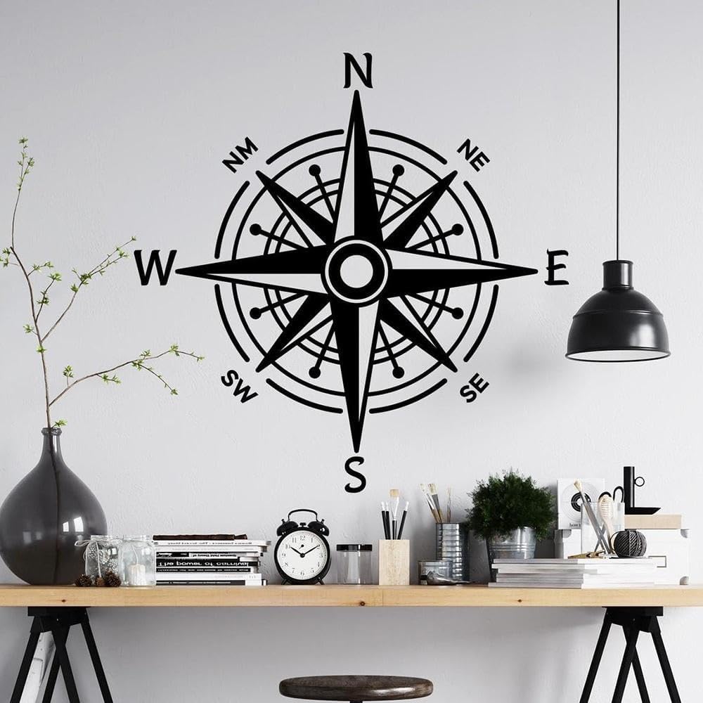 Amazon.com: Compass Wall Decal Living Room Decor Nautical Decal Vinyl ...