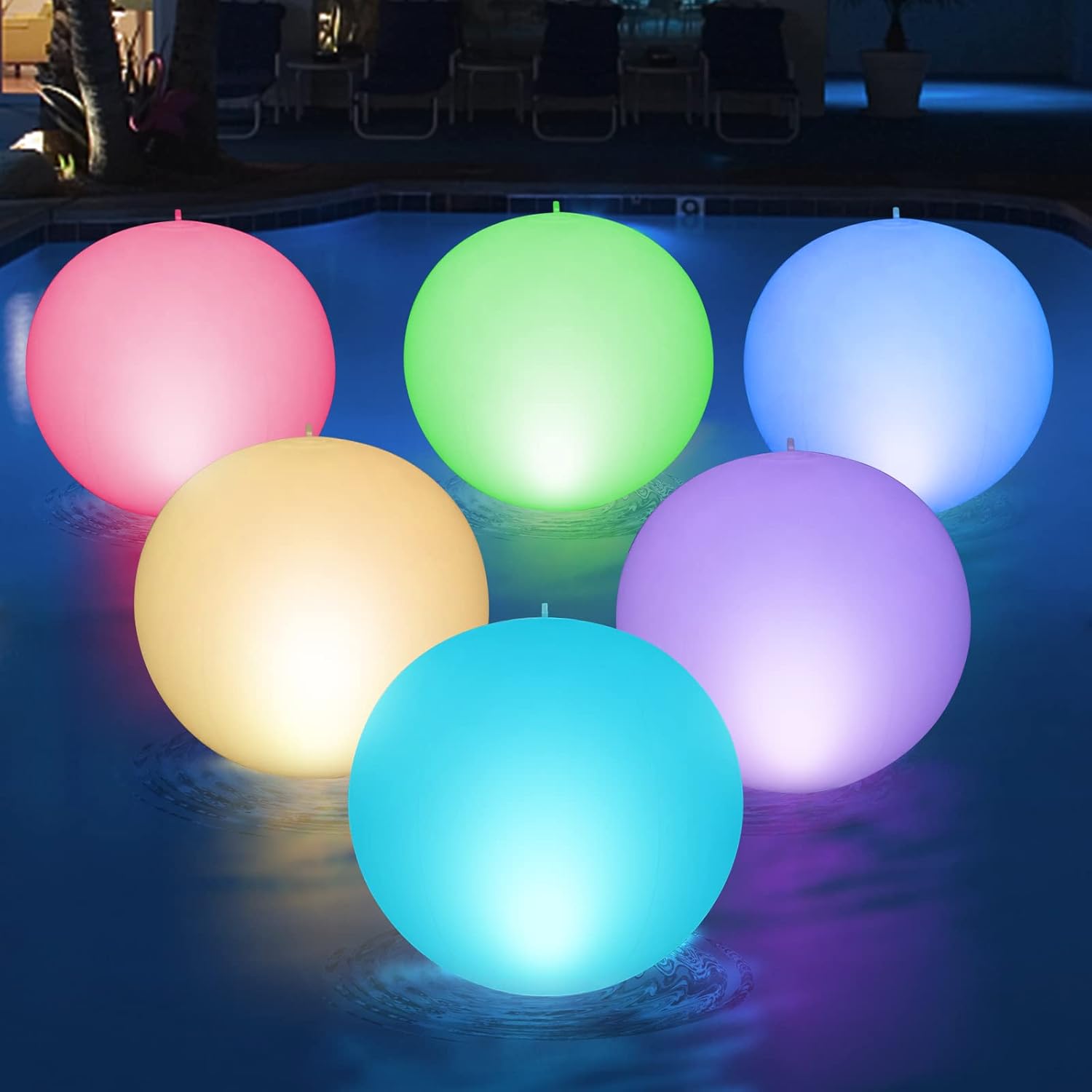 Amazon.com : Qoolife Solar Floating Pool Lights, 15" Pool Ball Lights ...