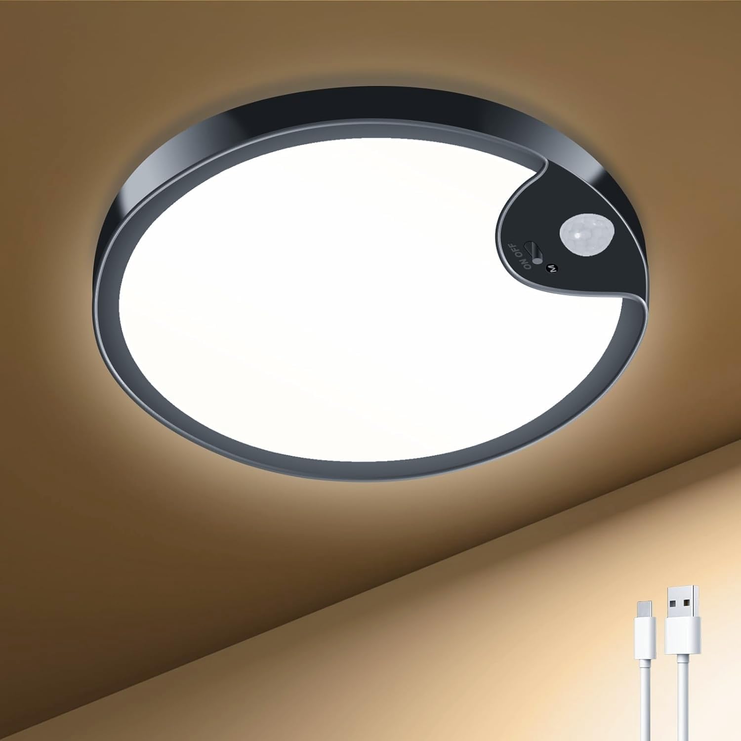 Yurnero Rechargeable Motion Sensor Ceiling Light with Remote - 500LM ...