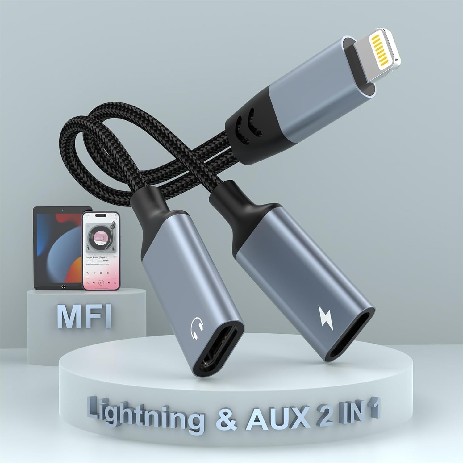 Amazon.com: Apple MFi Certified Dual Lightning Splitter for iPhone/Pad ...