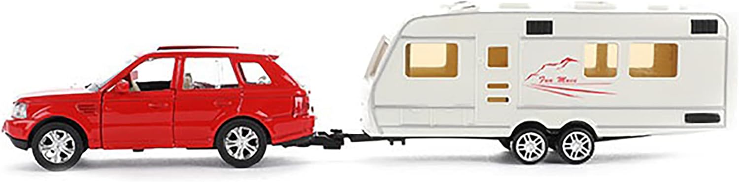 Eco MODELLAUTO mit Wohnwagen Rückzug 1:48 Modell Metall Camper Camping ...