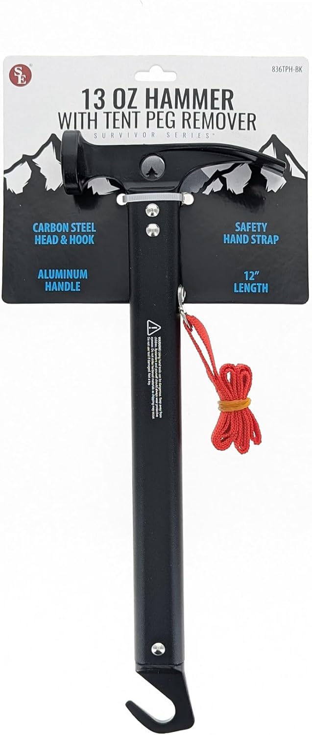 Amazon.com: SE 12" Black Aluminum Claw Hammer with Tent Peg Remover ...