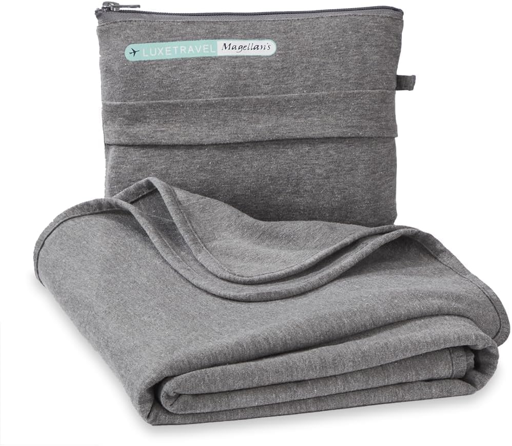 Amazon.com: Grey Compact Travel Blanket, Airplane Blanket, Road Trip ...