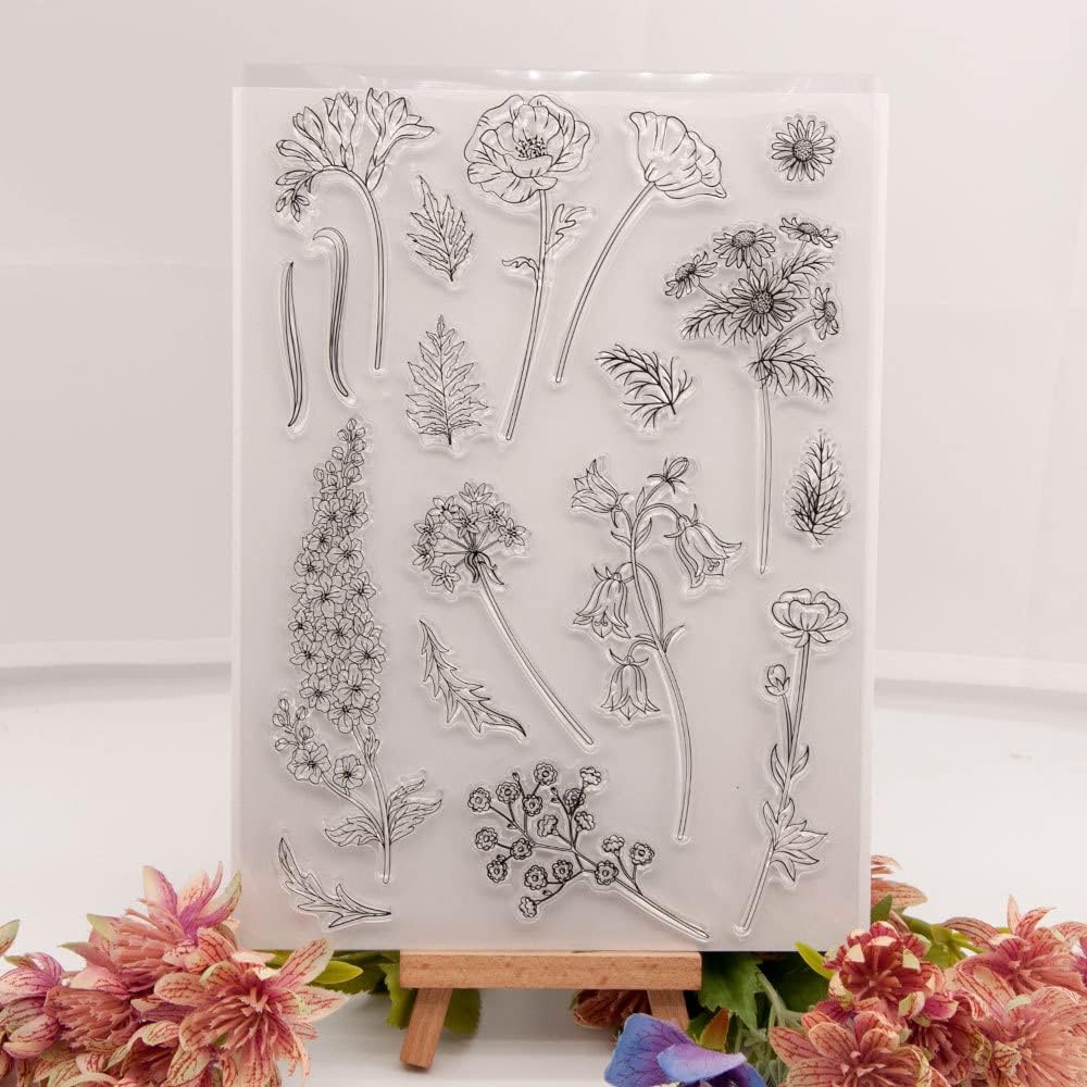 Amazon.com: Lily Craft Linda Craft 1pc Spring Flowers Clear Stamps for ...