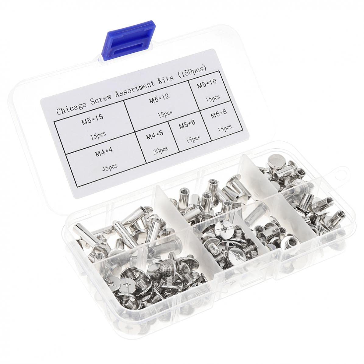 150 Pcs Phillips Chicago Binding Screws M4/M5 x 4/5/6/8/10/12/15mm ...