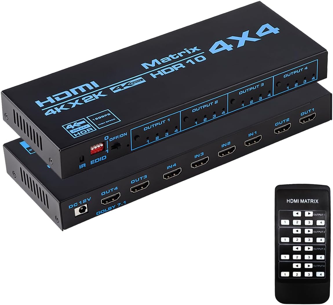 Amazon.com: 4X4 Audio Matrix Switch/Splitter, 4k Video Wall Controller ...