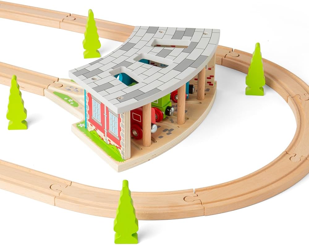 Bigjigs Rail Cobertizo triple de madera para motor otras marcas ...