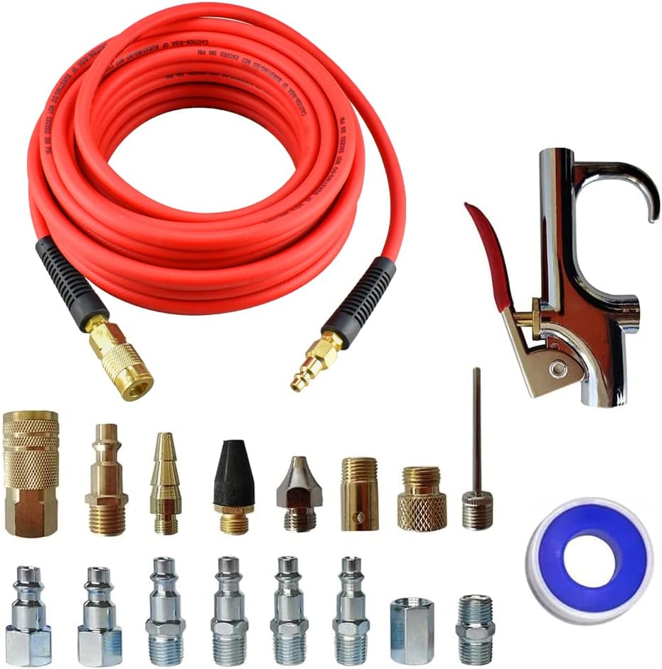 Abakoo 19 Pieces Air Compressor Accessory Kit, 1/4" x 50 Feet Hybrid ...