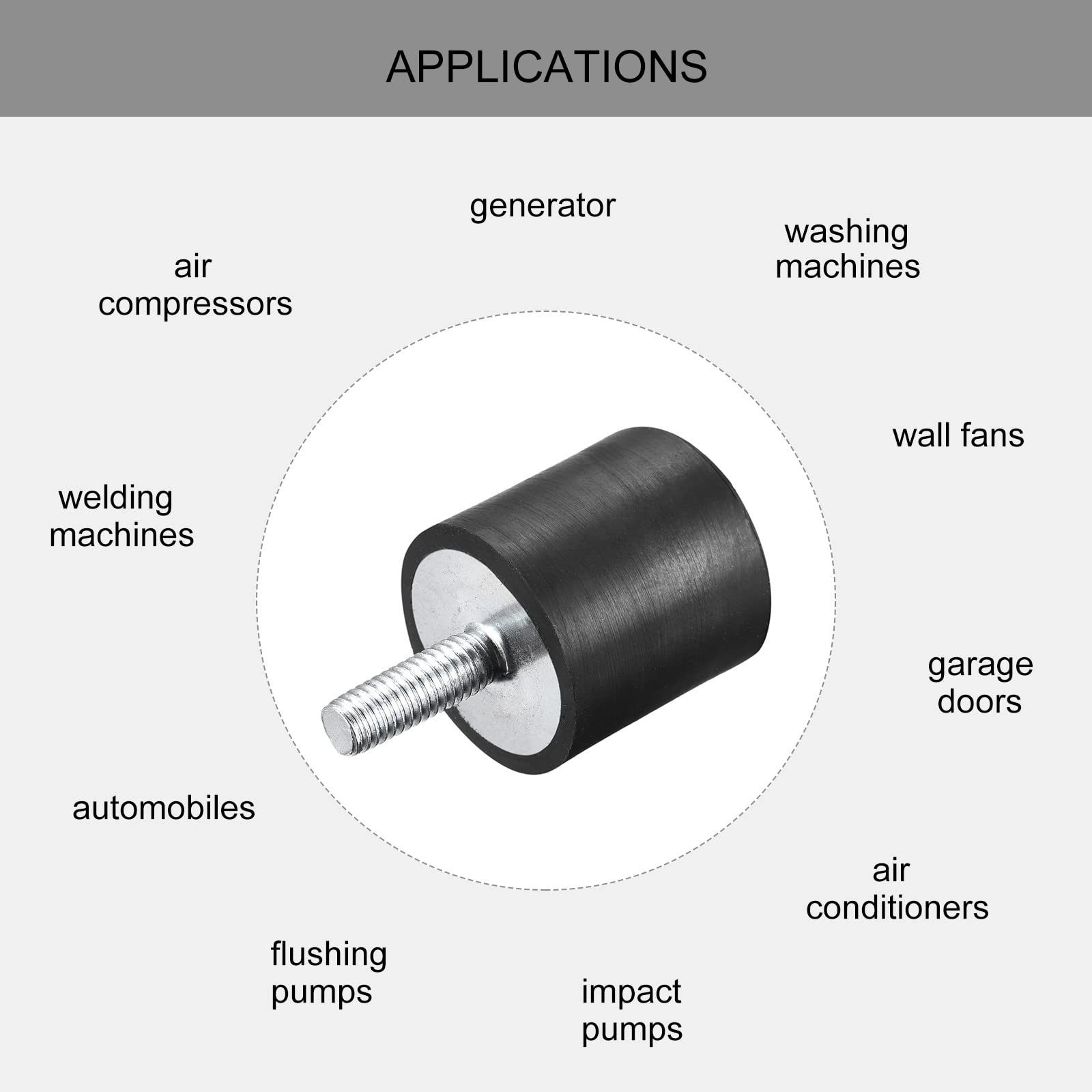 M6 Rubber Vibration Isolators Shock Absorber Mounts Motors 8pcs M6 ...