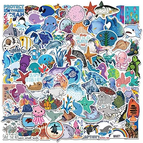 100PCS Cute Ocean Stickers, Funny Marine Life Sticker Pack for Water ...
